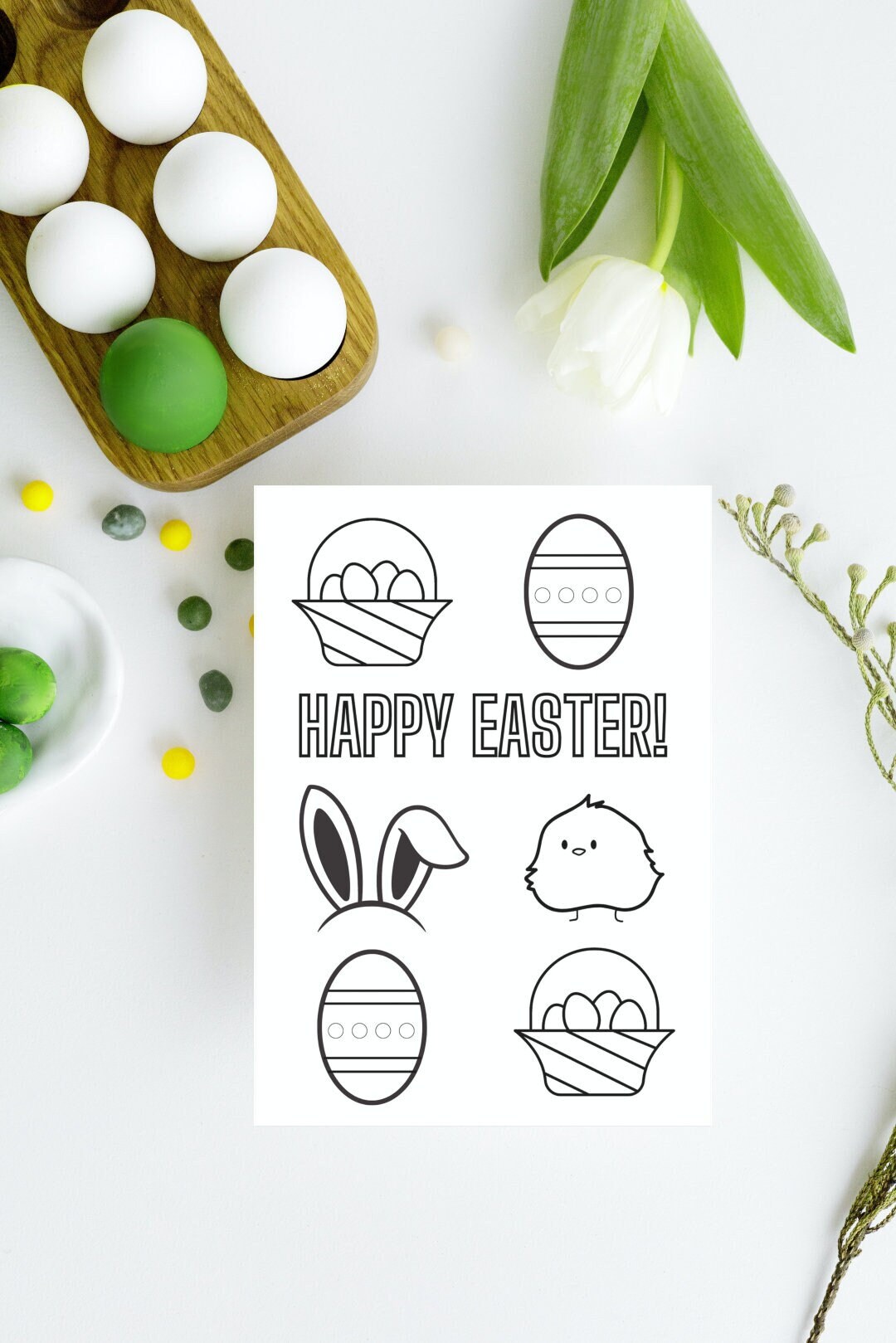 Easter Coloring Page - Color and Cut - Etsy