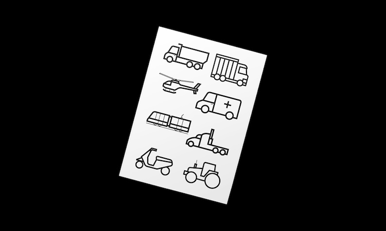 Things That Go Coloring Page - Color and Cut - Etsy