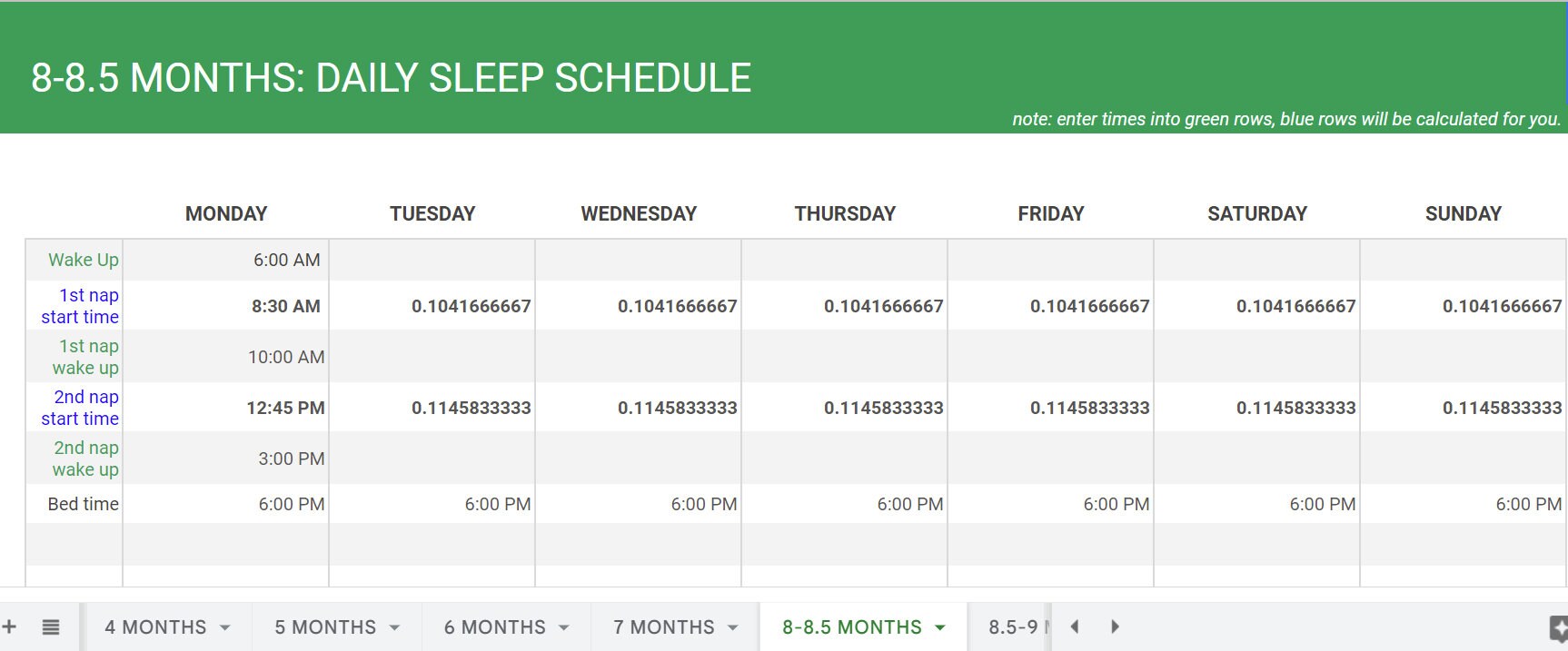 Editable Baby Sleep Schedule The First Year Sleep Training Guide Etsy