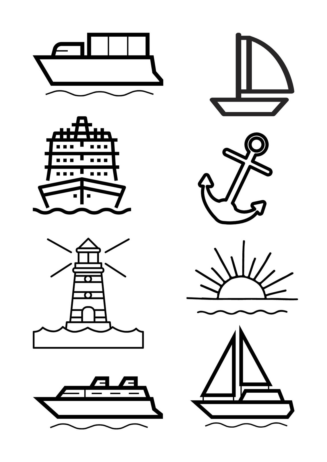Boats Coloring Page - Color and Cut - Etsy