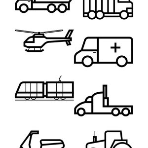 Things That Go Coloring Page - Color and Cut - Etsy