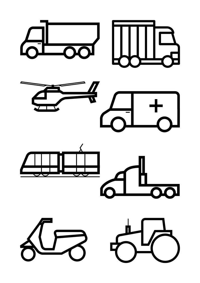 Things That Go Coloring Page - Color and Cut - Etsy