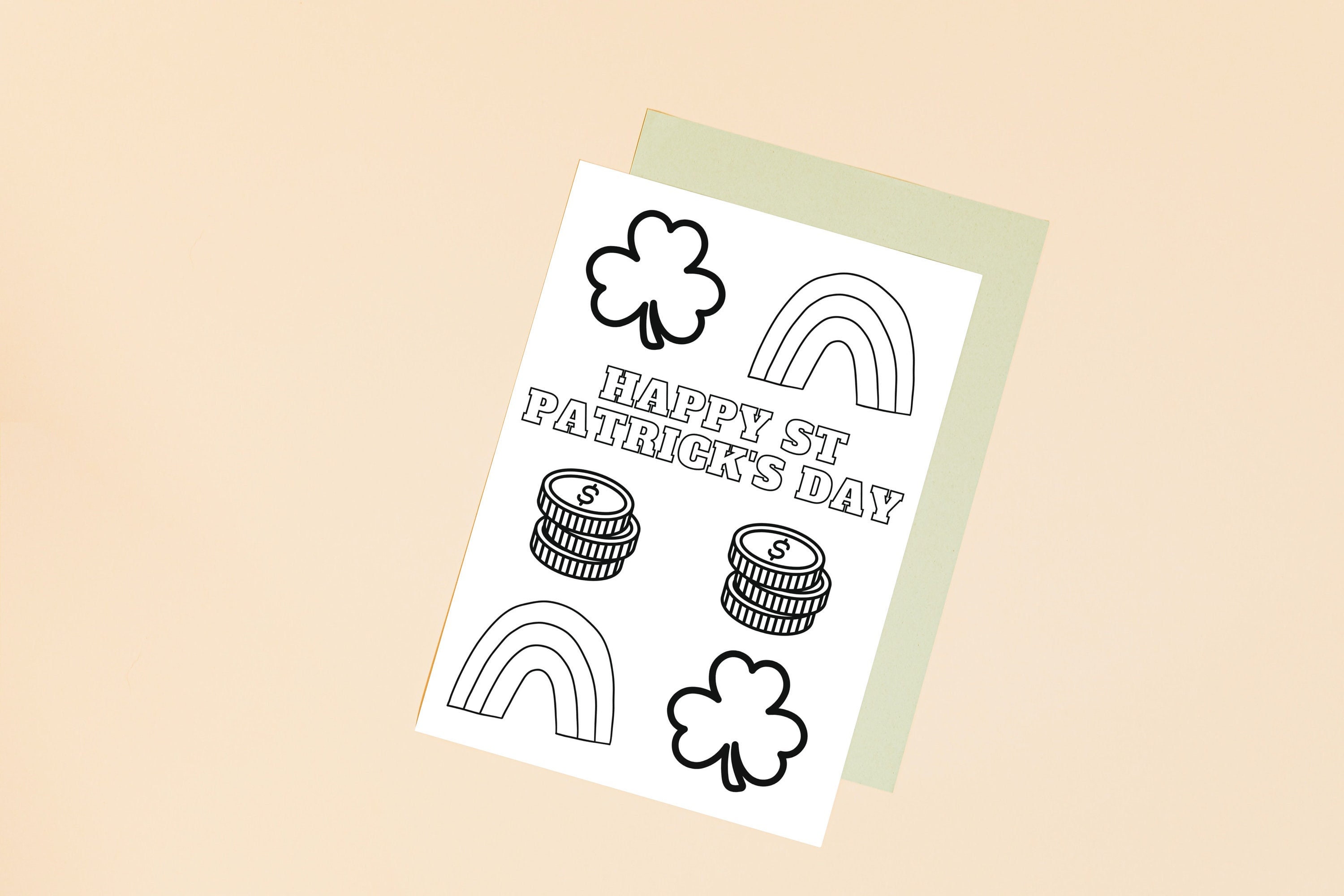 St. Patrick's Day Coloring Page - Color and Cut - Etsy