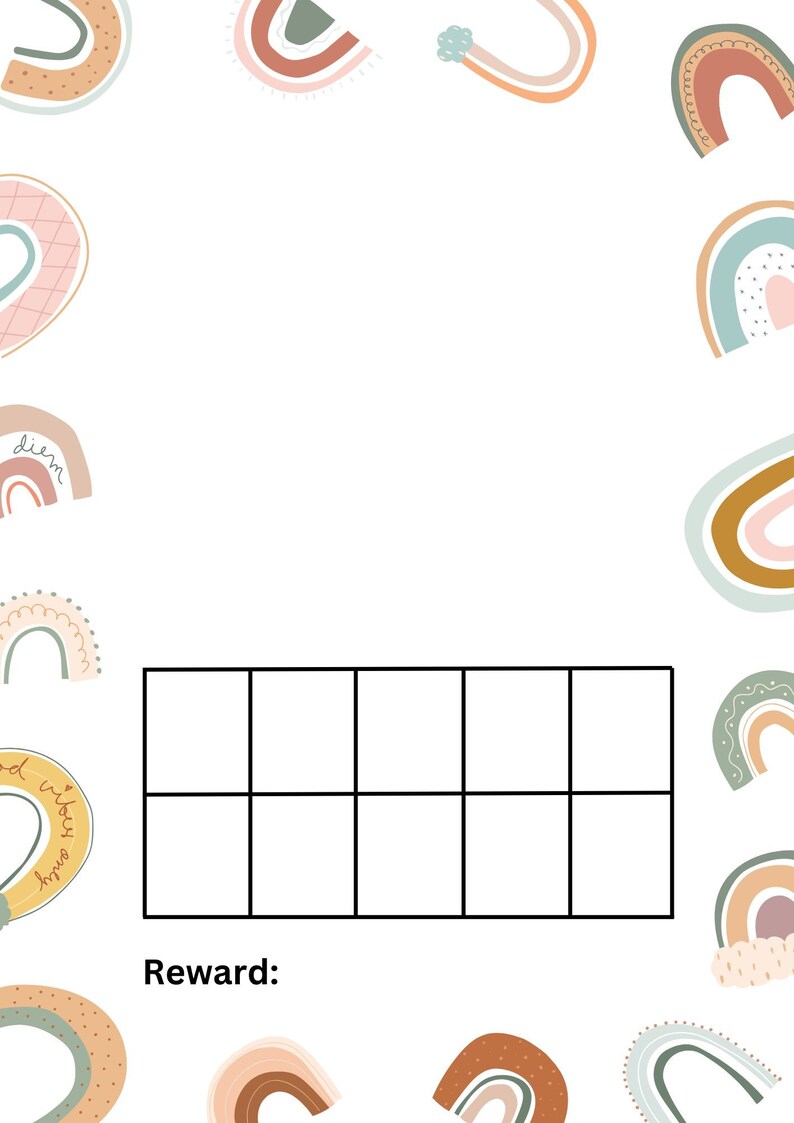 Behavioral Sticker Chart - Positive Reinforcement - Boho Rainbow - Etsy