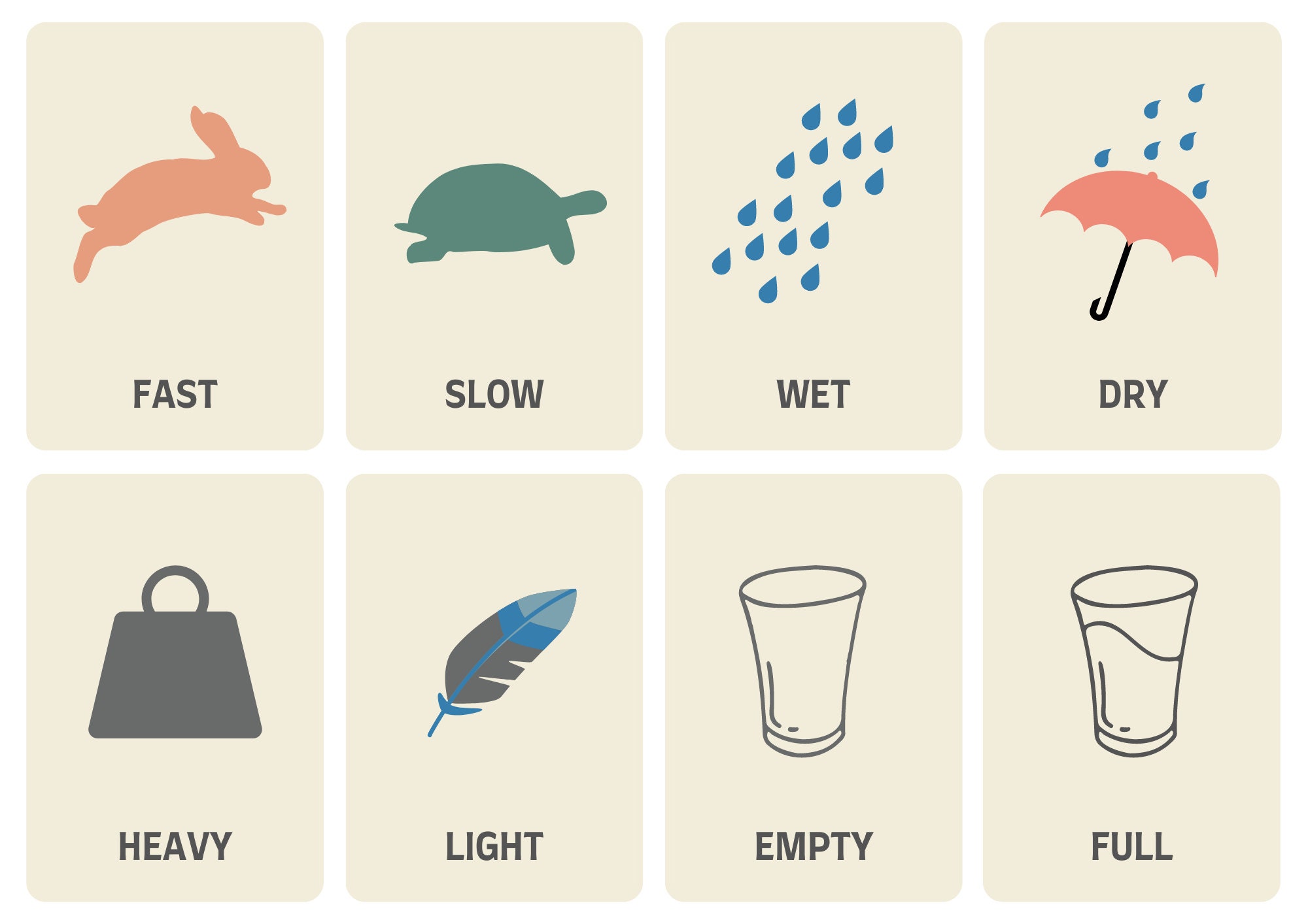 Printable Opposites Flashcards - Etsy