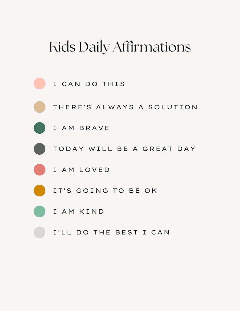 Kids Daily Affirmations - Bold - Etsy
