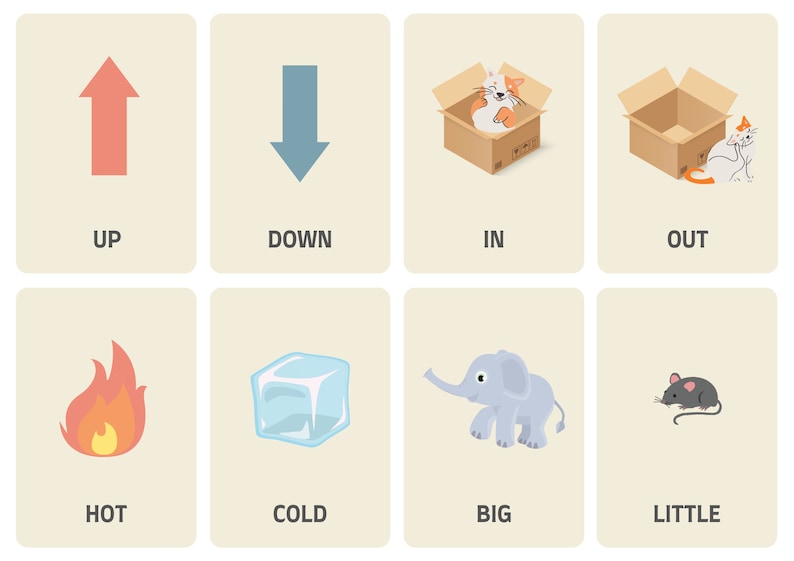 Printable Opposites Flashcards - Etsy