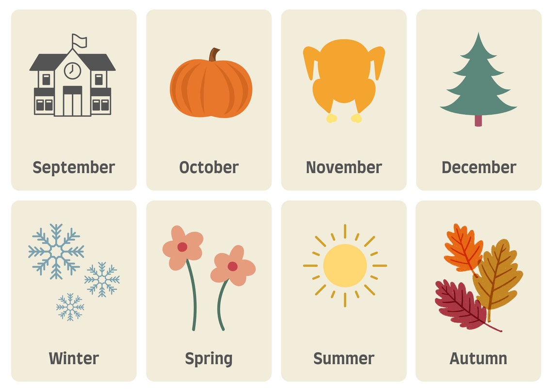 Printable Months of the Year Flashcards - Etsy