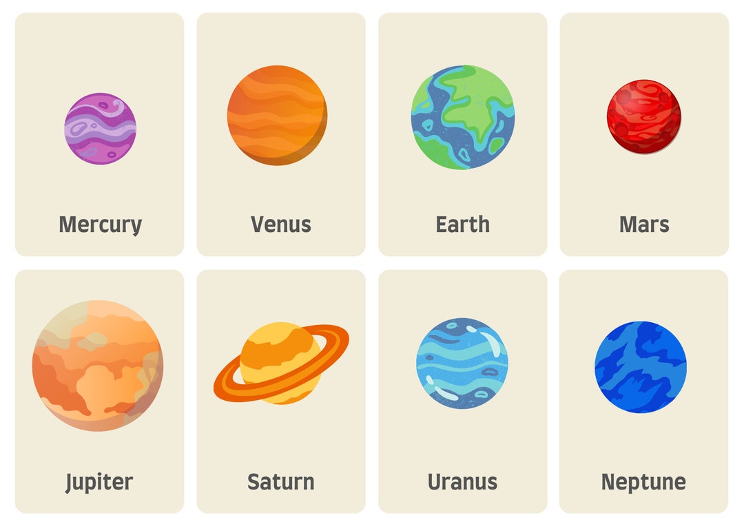 Printable Planet and Space Flashcards - Etsy