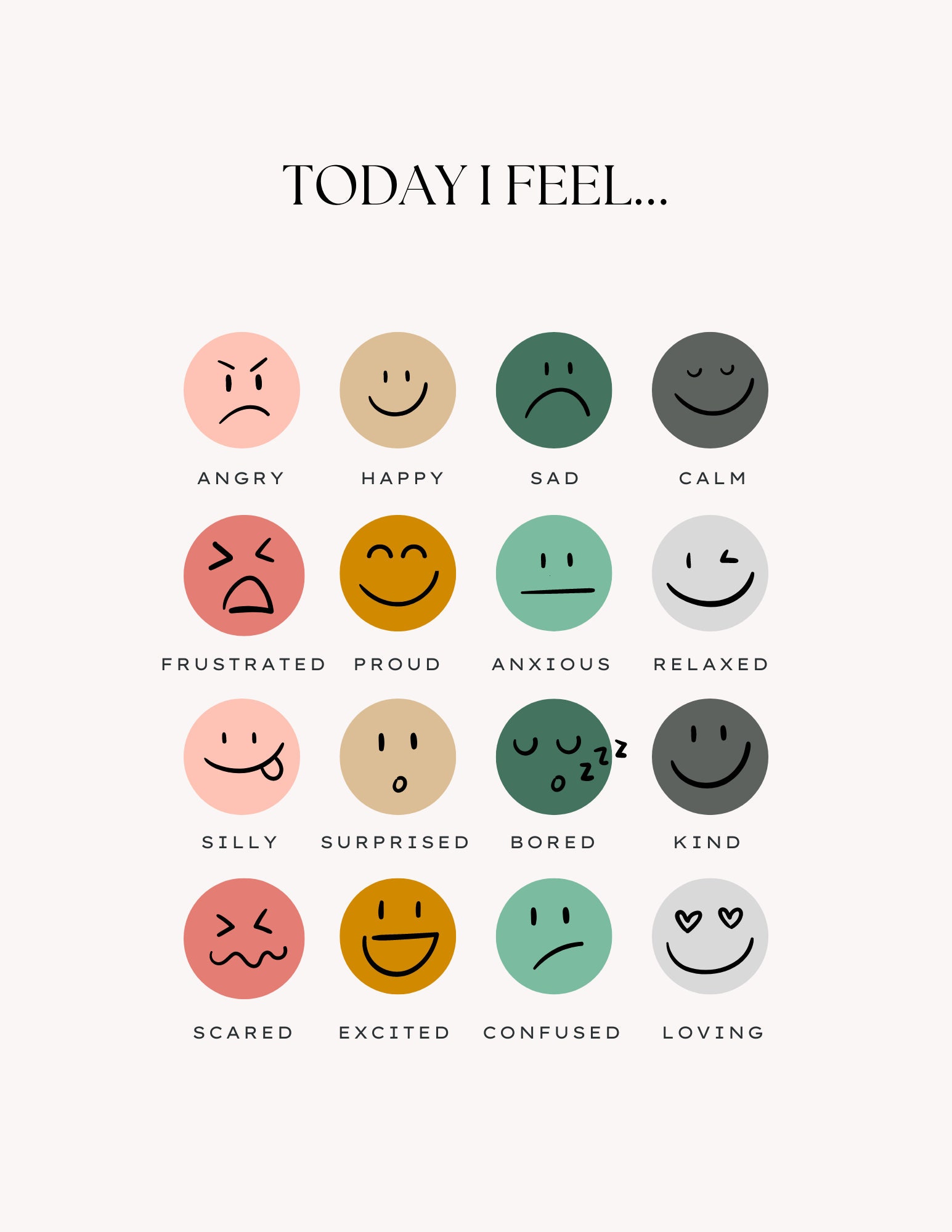 Toddler Big Feelings Chart - Bold - Etsy