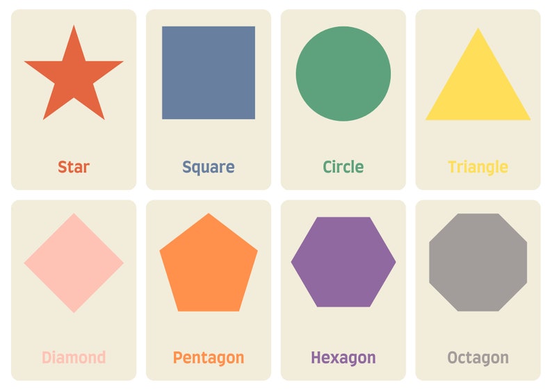 Printable Shapes Flashcards - Etsy
