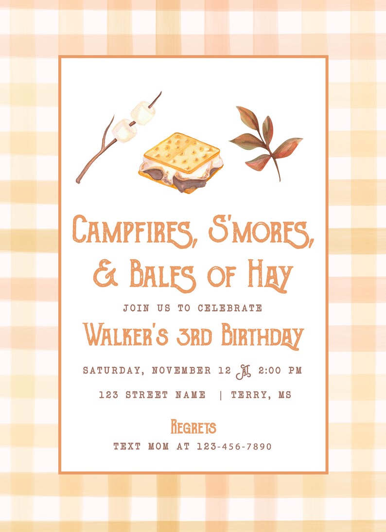 Campfire Party Birthday Invitation - Etsy