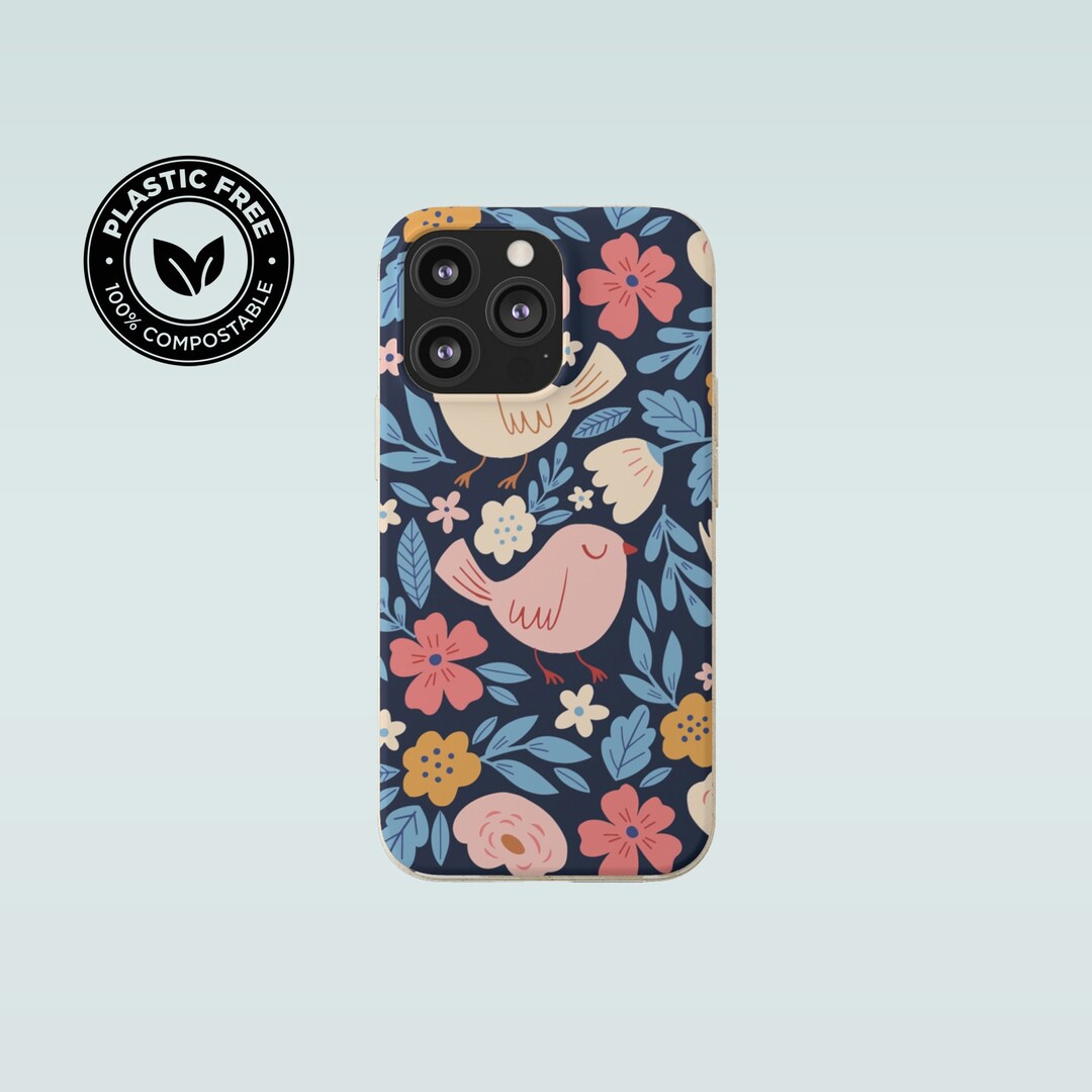 Eco-friendly Cell Phone Case Birds, Flowers iPhone 13 12 11 SE Pro Max ...