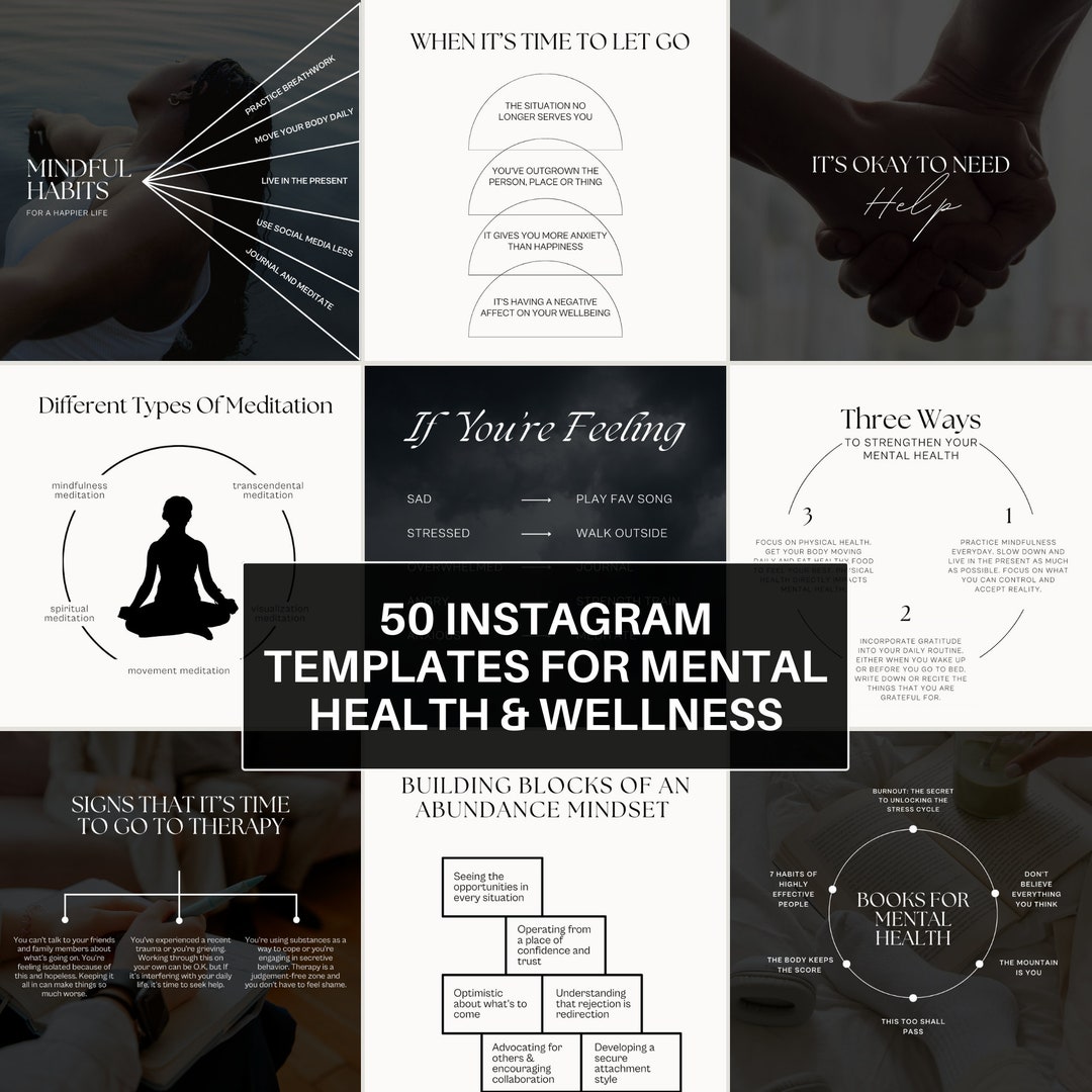 Mental Health Instagram Posts, Therapist Templates, Wellness Social ...