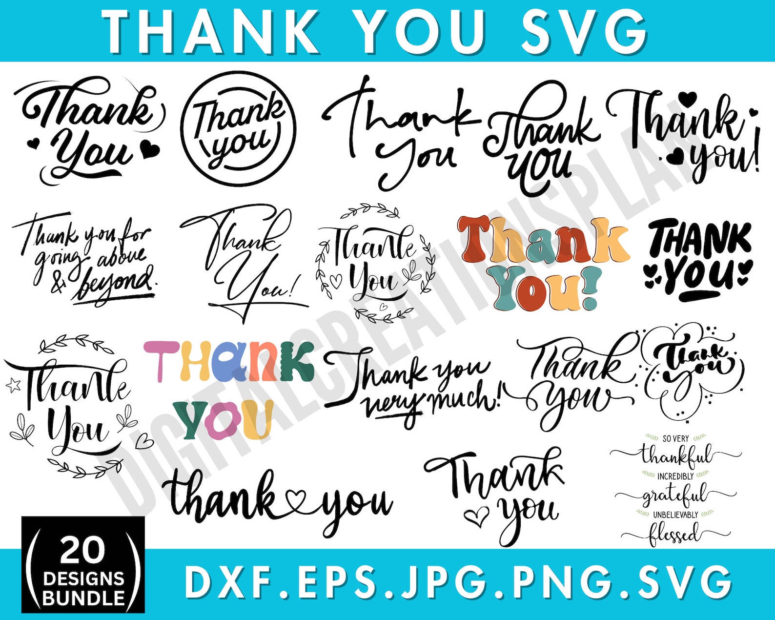 Thank You Svg Bundle, Thank You Png, Thank You Clipart, Thankful Svg ...