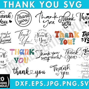 Thank You Svg Bundle, Thank You Png, Thank You Clipart, Thankful Svg ...