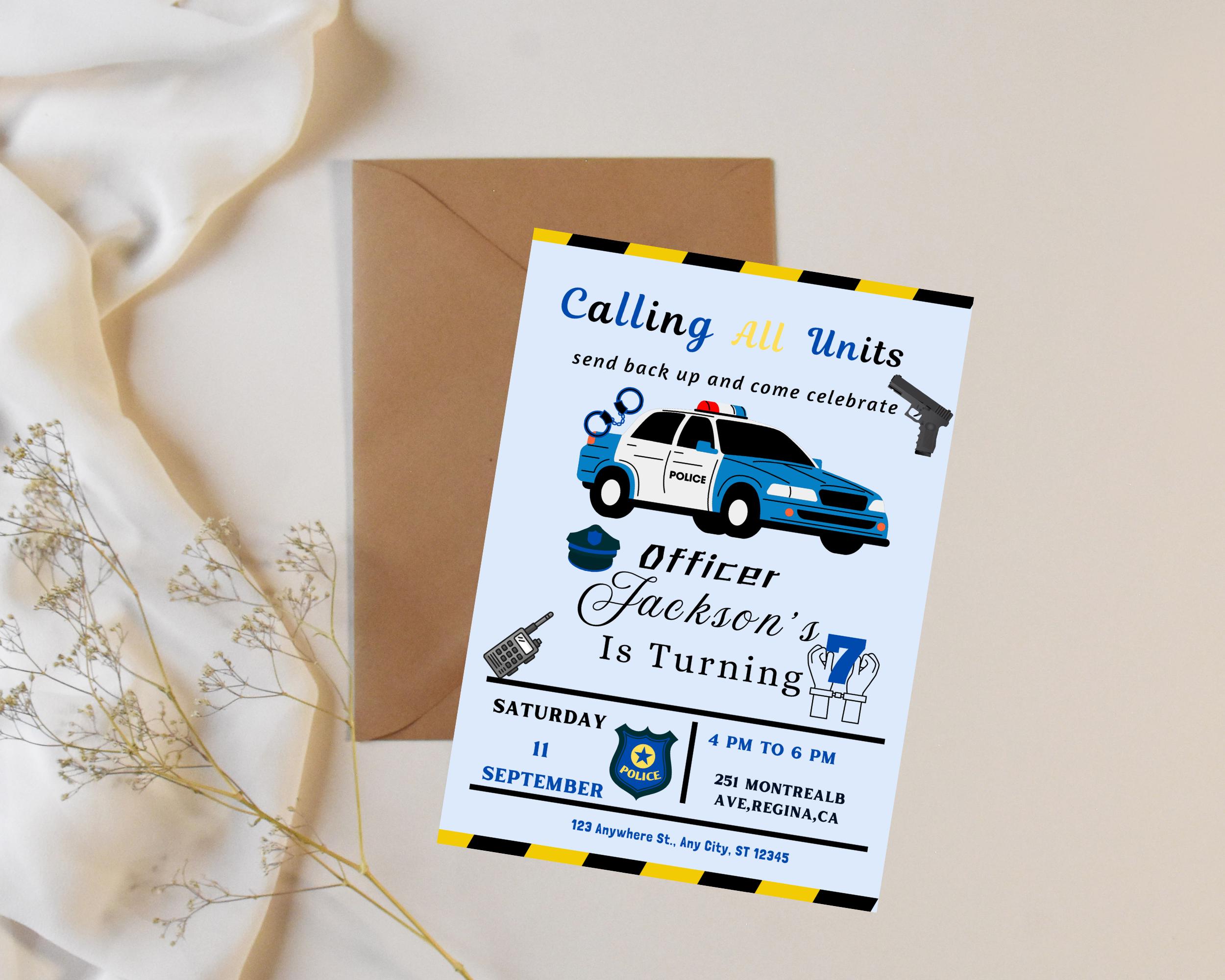 Editable Police Invitation,police Officer Invitation,police Party ...