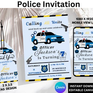 Editable Police Invitation,police Officer Invitation,police Party ...