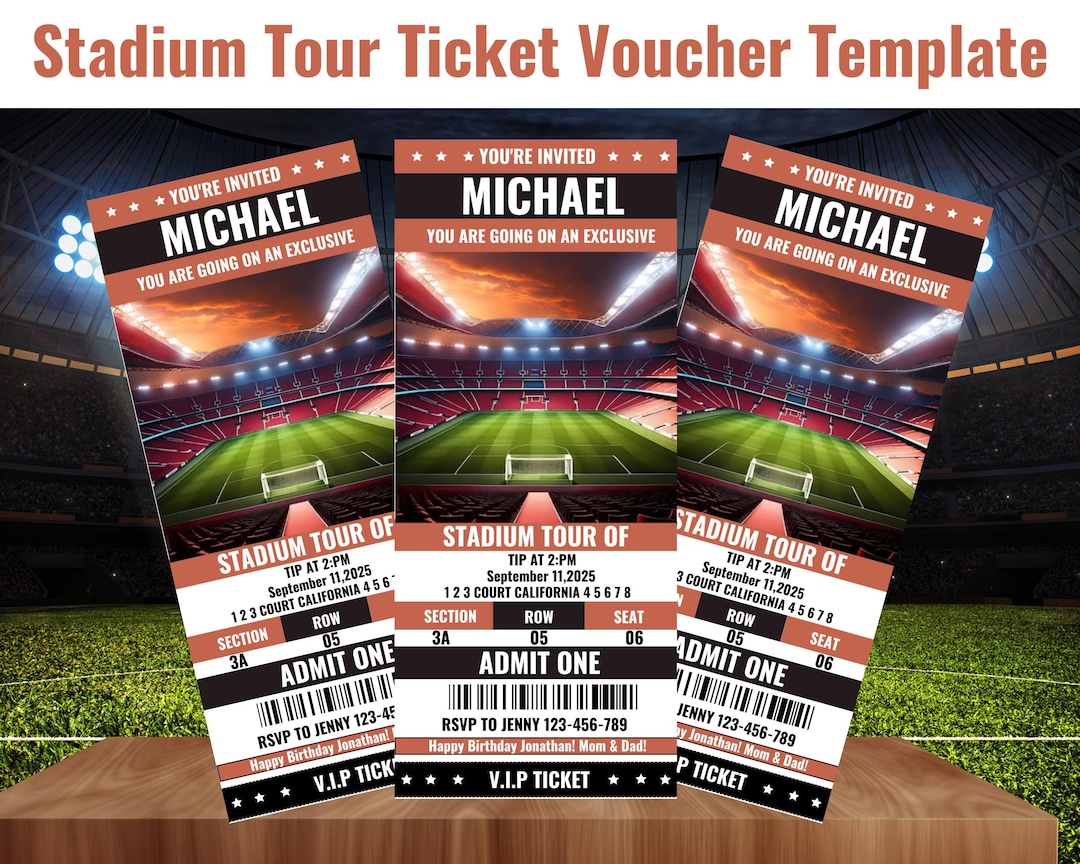 Stadium Tour Ticket Voucher Template, Stadium Experience Ticket, Sports ...