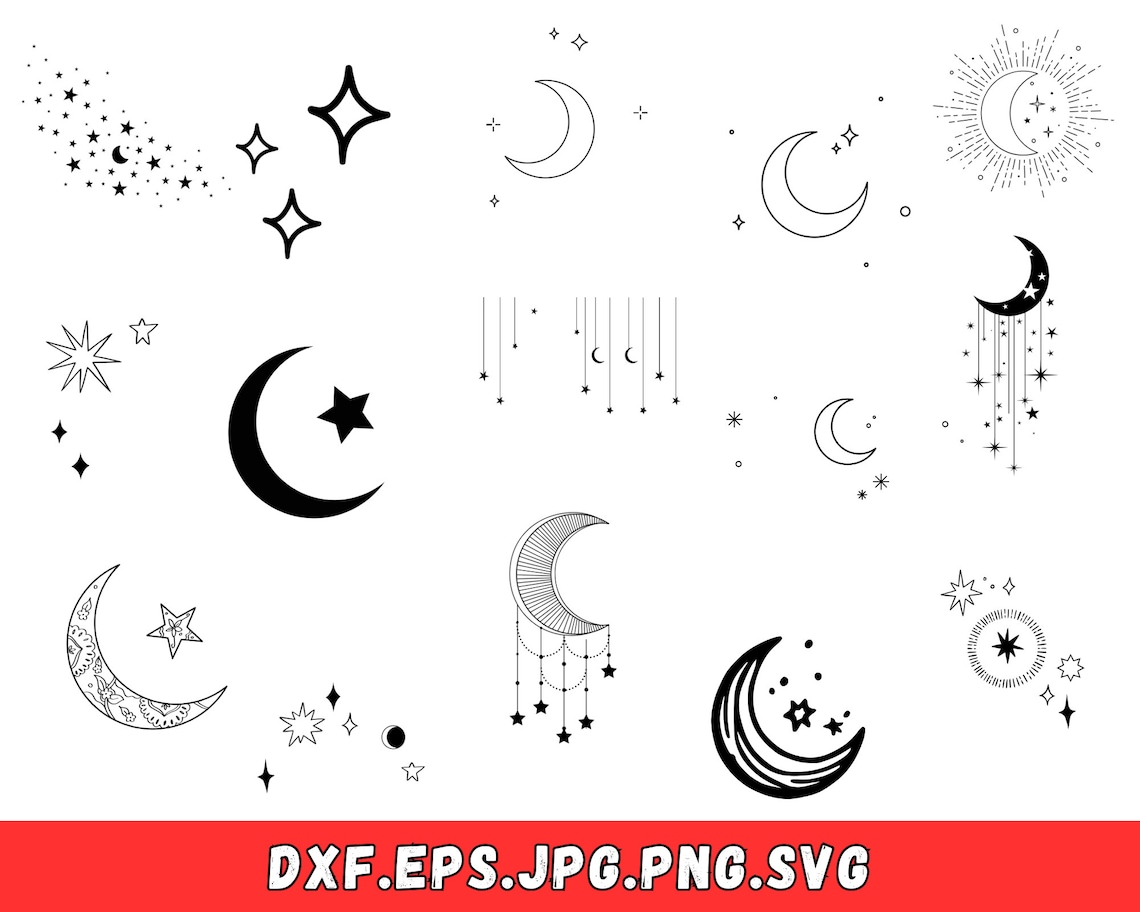 Moon and Star Svg / Png , Moon Svg Bundle, Svg Files for Cricut, Moon ...