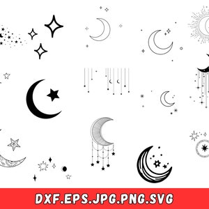 Moon and Star Svg / Png , Moon Svg Bundle, Svg Files for Cricut, Moon ...