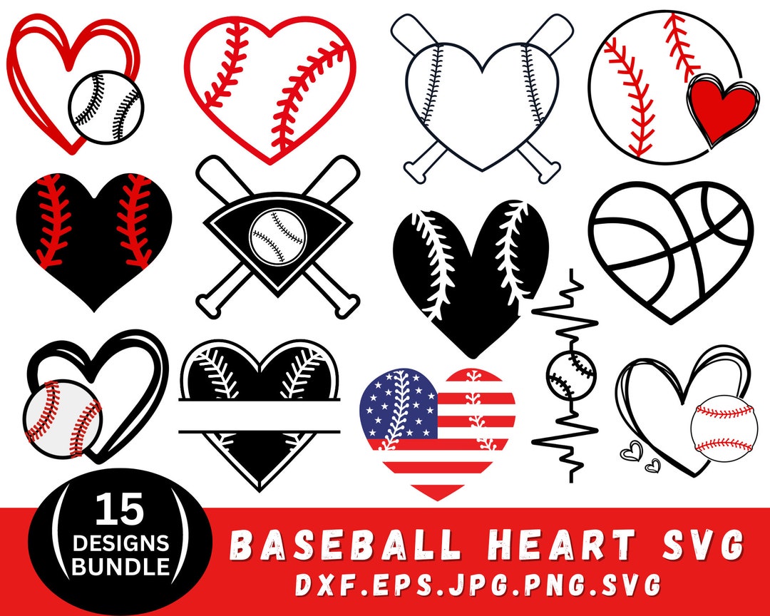 Baseball Heart Svg Bundle, Baseball Svg Png, Baseball Clipart, Baseball ...