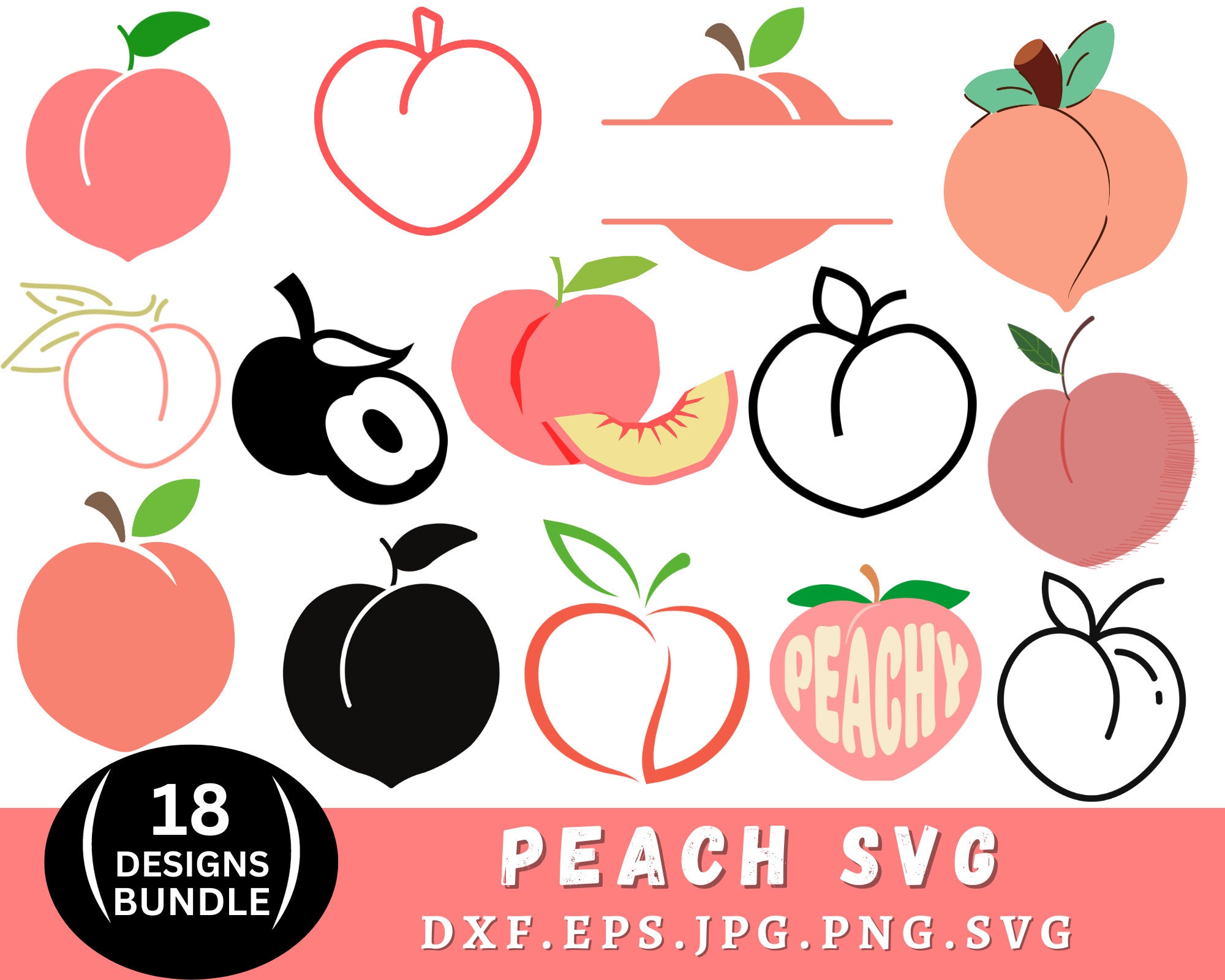 Peach Svg Bundle, Peach Png, Peach Clipart , Peach Jpg / Png, Svg File ...