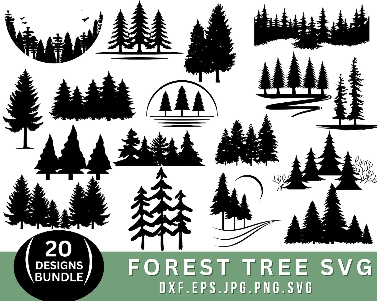 Forest Tree Svg Bundle, Forest Tree Png, Tree Svg, Camping Svg, Tree ...