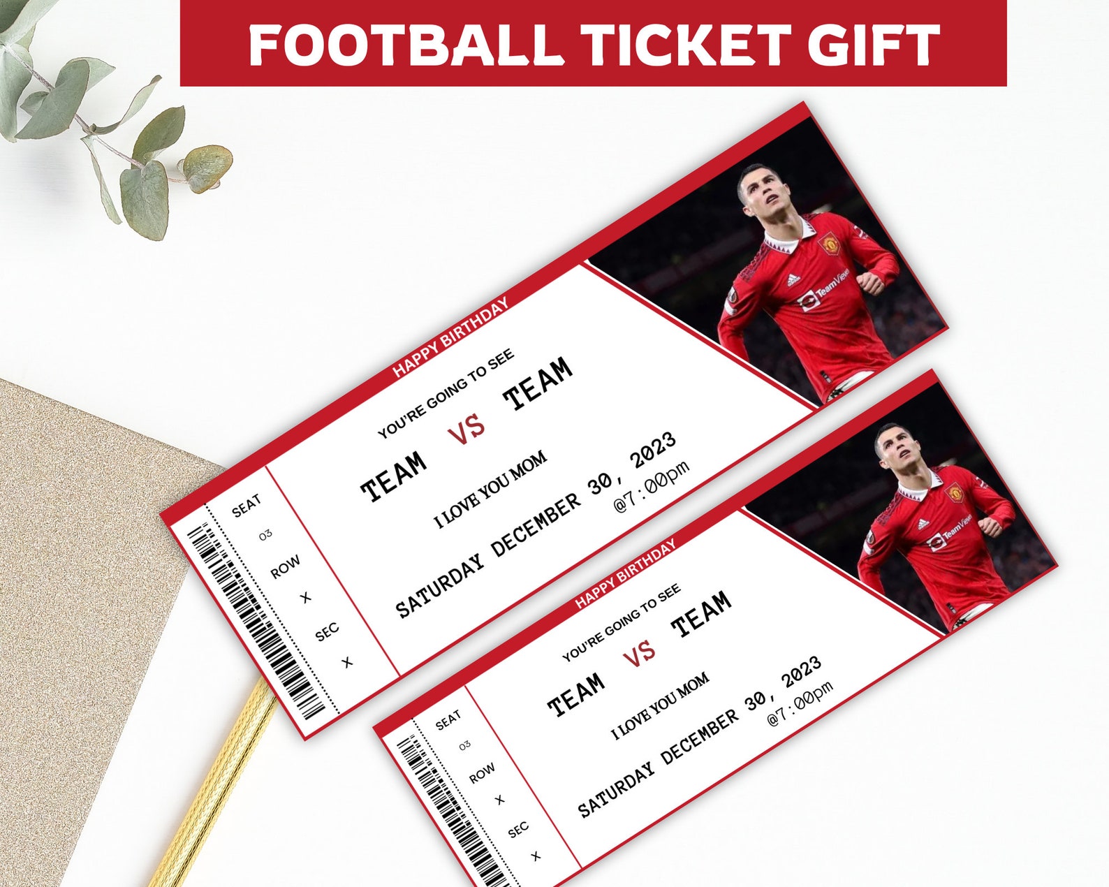 CANVA Editable Football Game Ticket, Football Birthday Ticket, Surprise ...
