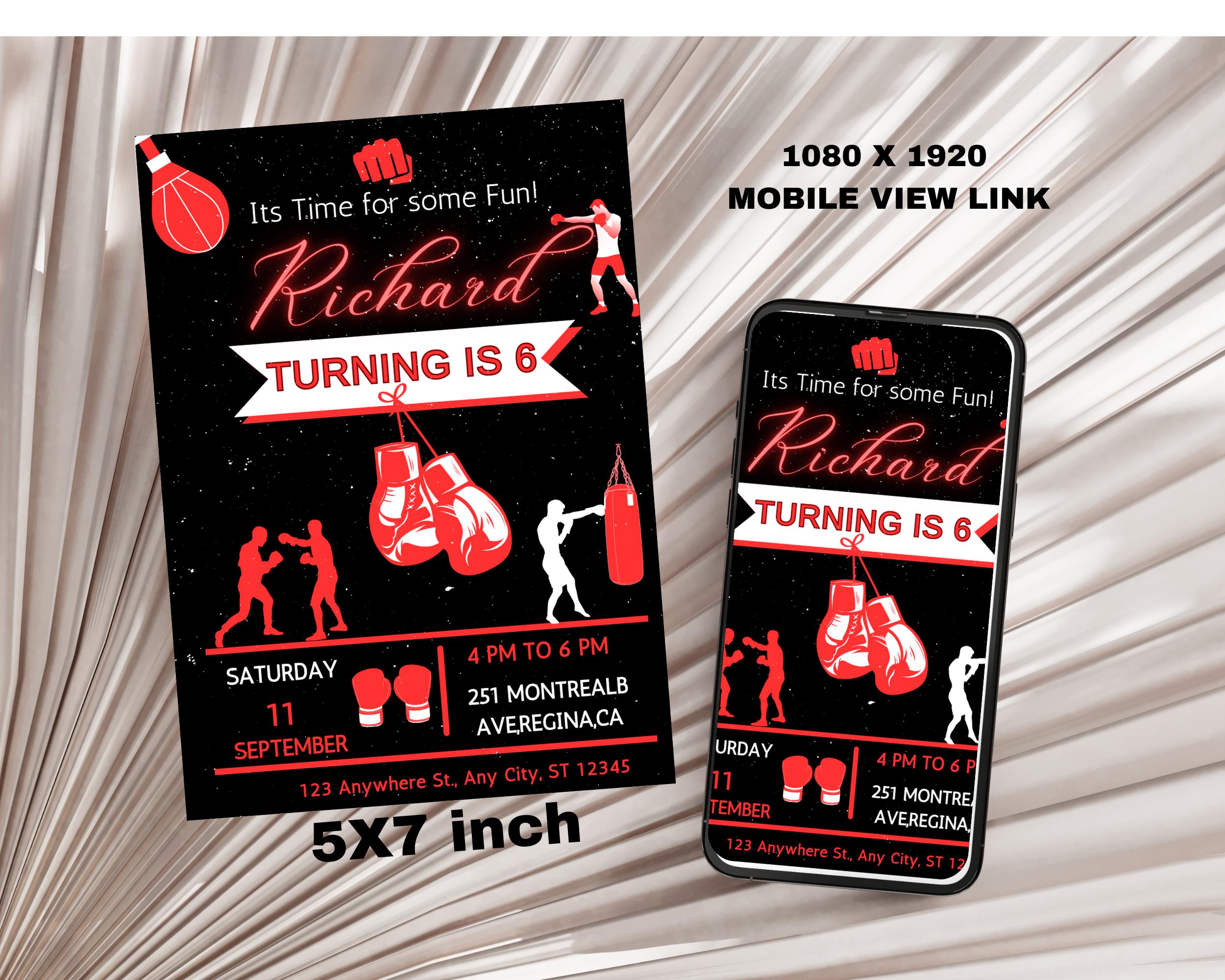 Boxing Birthday Invitation Template, Fighter Birthday Invitation ...