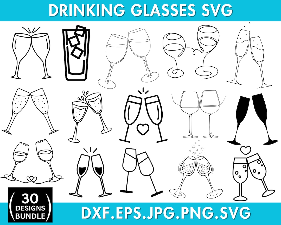 Drinking Glasses Svg Bundle, Drinking Glass Svg, Shot Glass Png, Glass ...