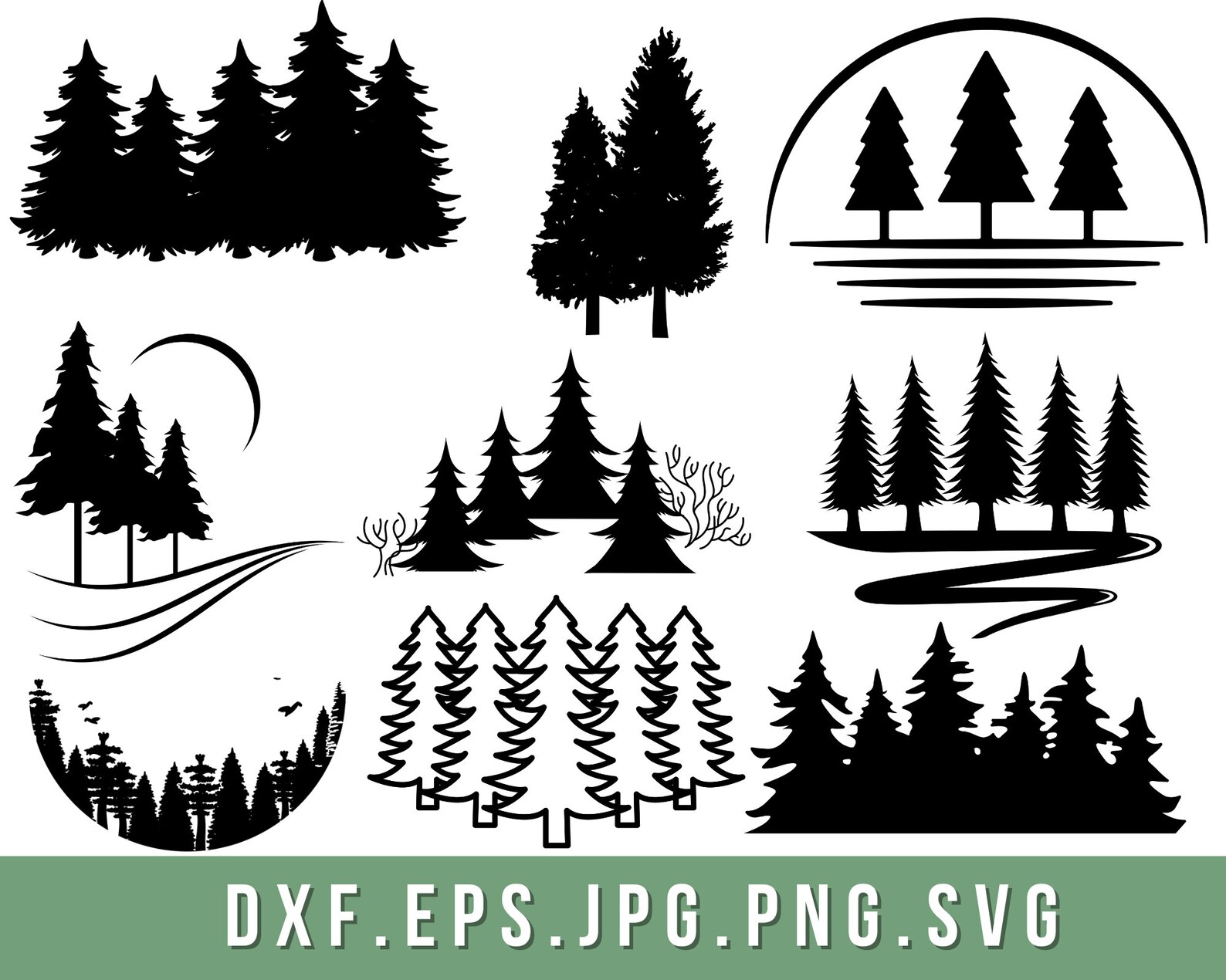 Forest Tree Svg Bundle, Forest Tree Png, Tree Svg, Camping Svg, Tree ...