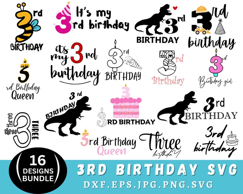 3rd Birthday Svg Bundle, Birthday Girl Svg Png, Birthday Svg, Birthday ...