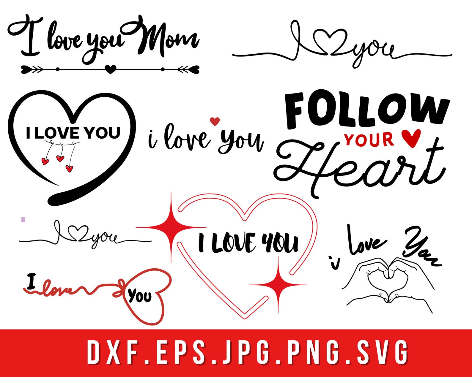I Love You Svg /png, I Love You Svg Bundle,i Love You Clipart, Svg ...