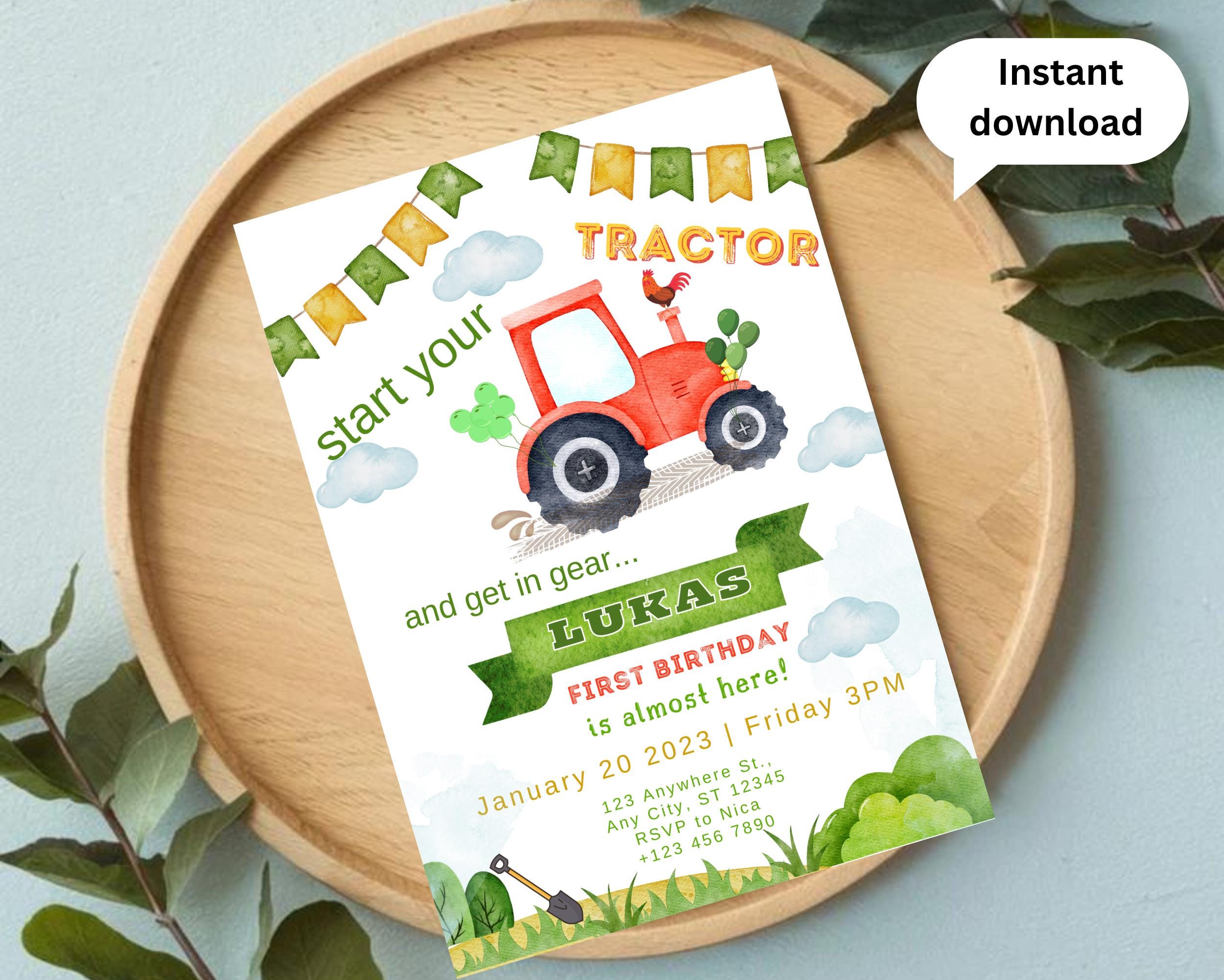 Editable Tractor Invitation,tractor Birthday Invitation,tractor ...