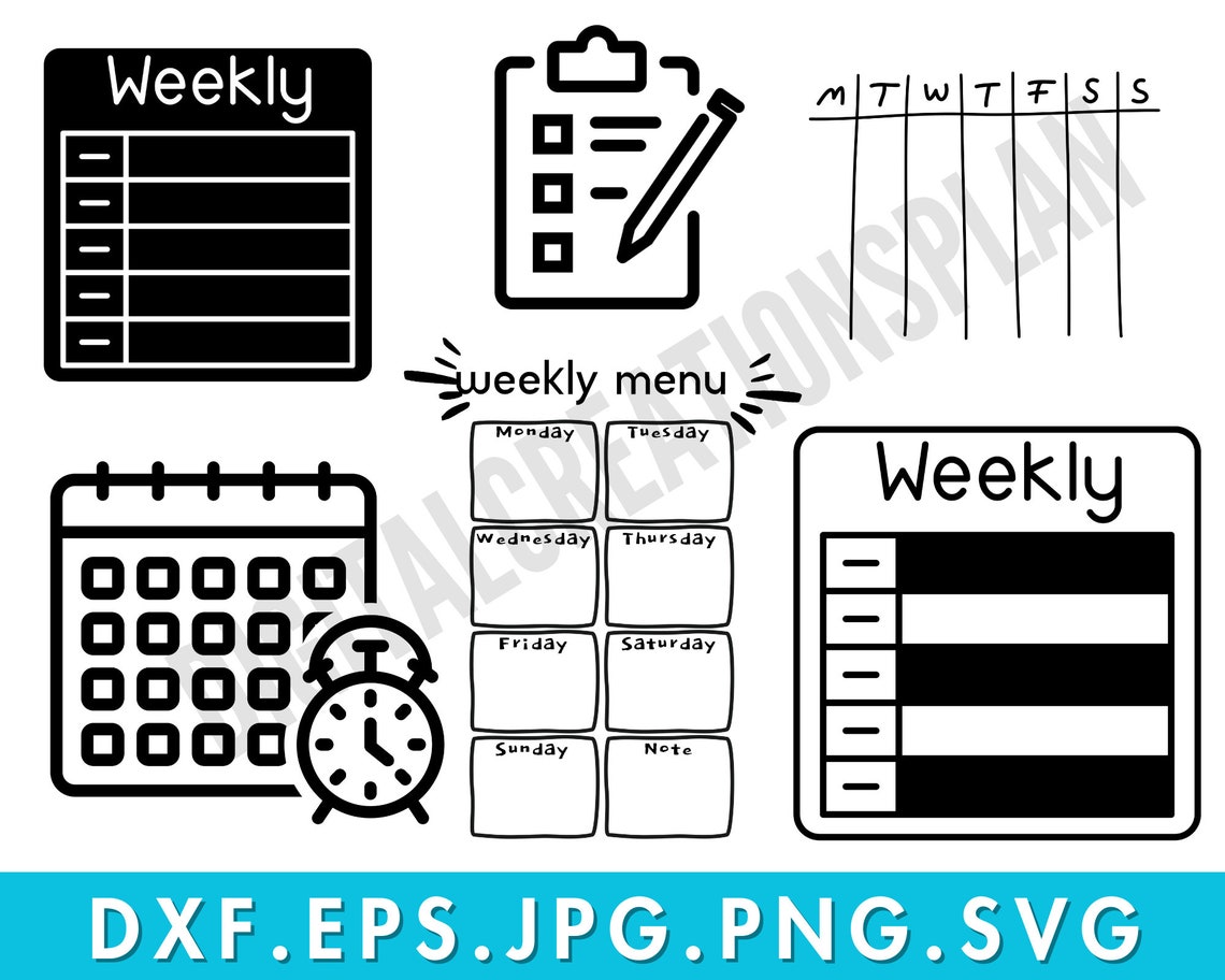 Weekly Menu Svg Bundle, Kitchen Menu Svg, Menu Svg / Png, Svg File ...