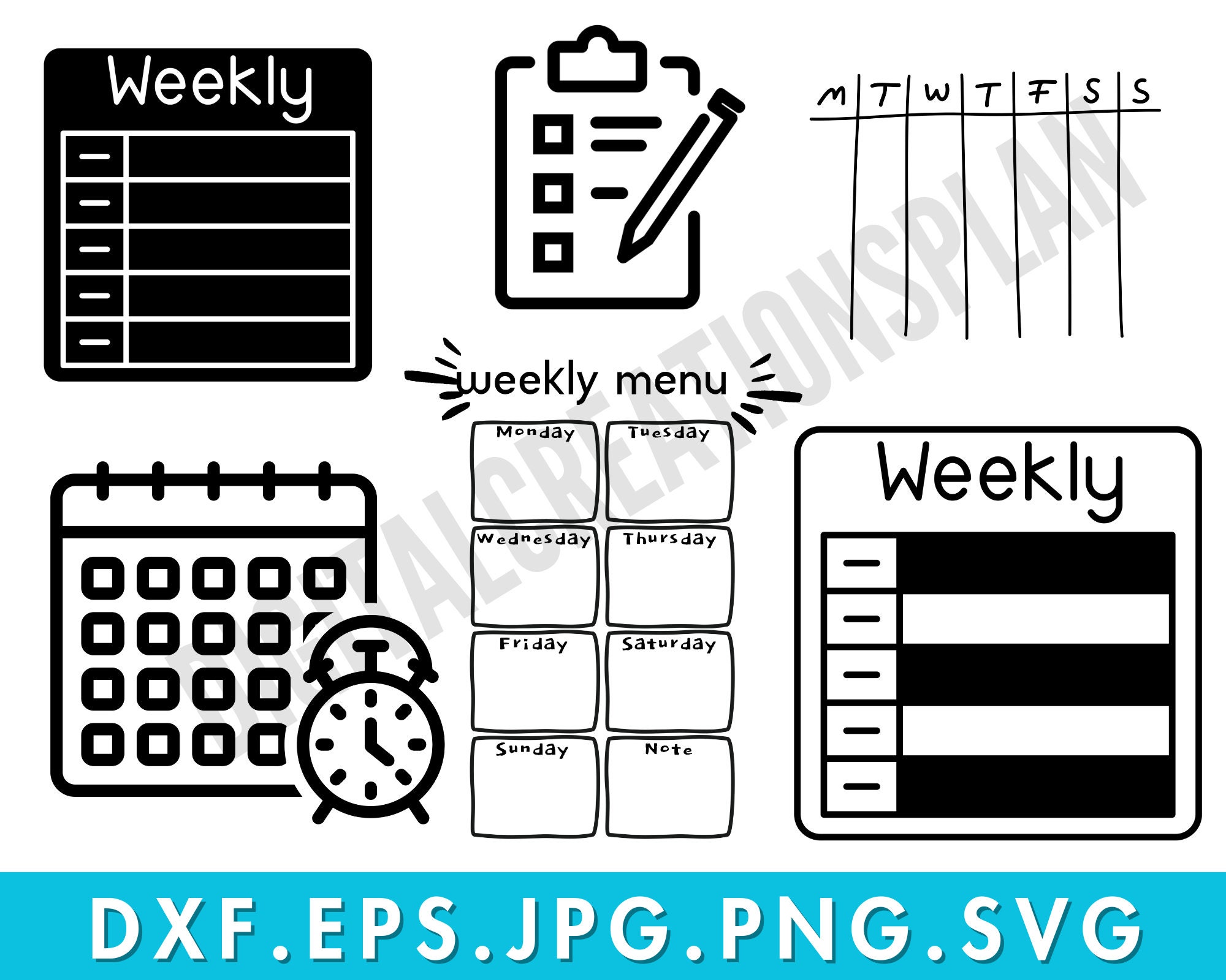 Weekly Menu Svg Bundle, Kitchen Menu Svg, Menu Svg / Png, Svg File ...