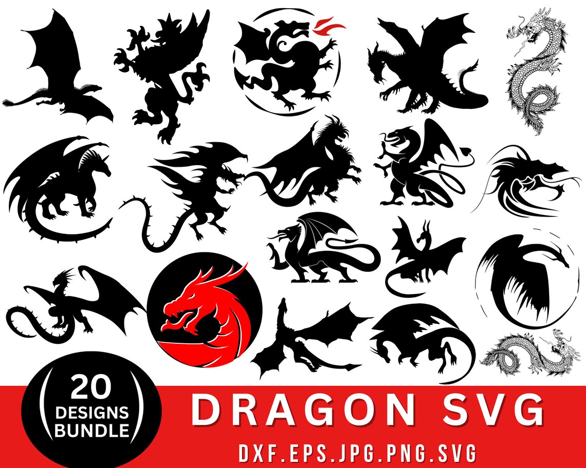 Dragon Svg Bundle, Dragon Clipart, Dragon Png, Dragons Svg / Jpg ...