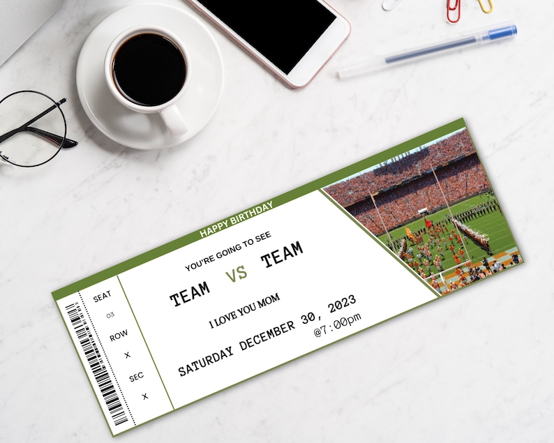CANVA Editable Football Game Ticket, Football Birthday Ticket, Surprise ...