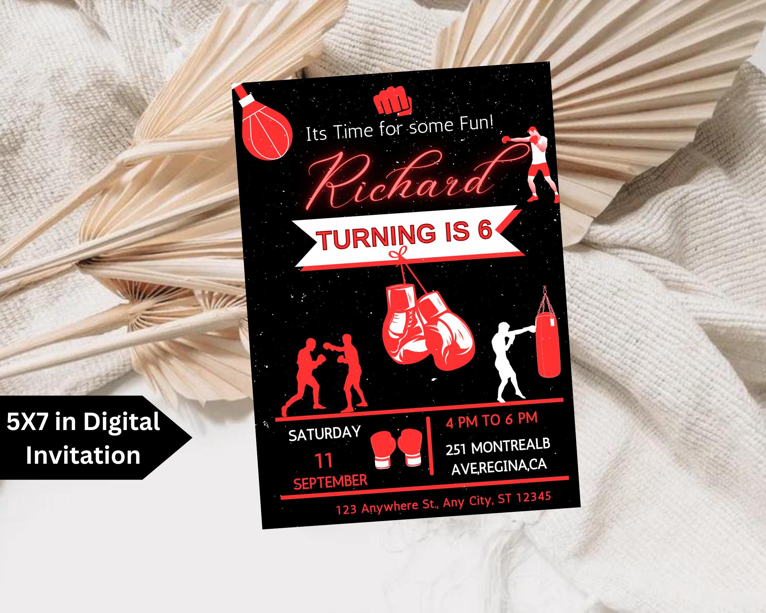 Boxing Birthday Invitation Template, Fighter Birthday Invitation ...