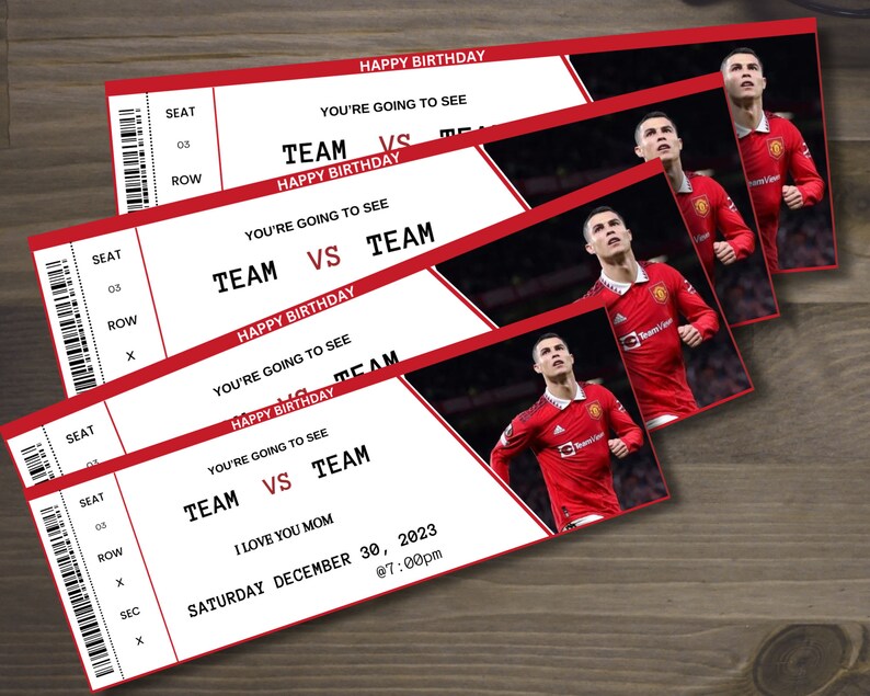 CANVA Editable Football Game Ticket, Football Birthday Ticket, Surprise ...