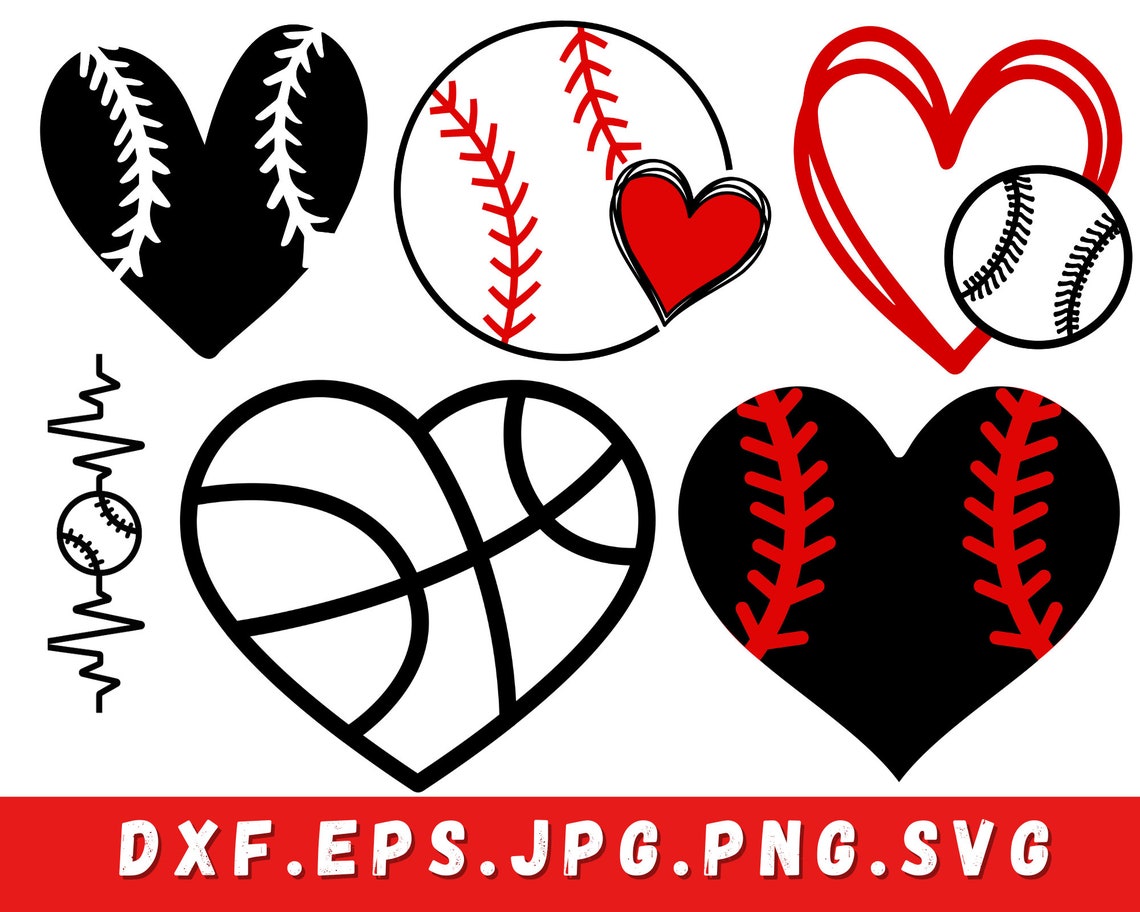 Baseball Heart Svg Bundle, Baseball Svg Png, Baseball Clipart, Baseball ...