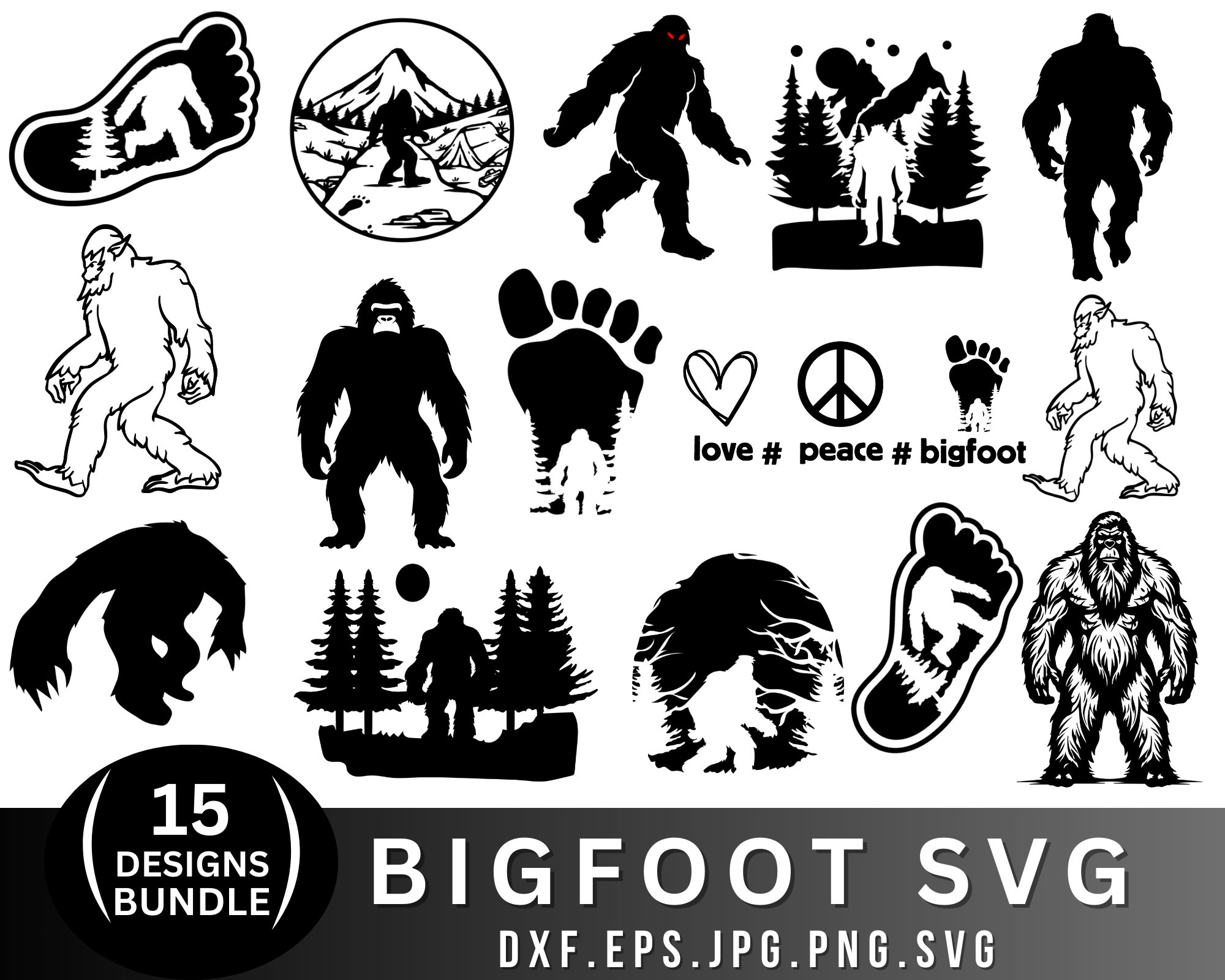 Bigfoot Svg Bundle ,sasquatch Svg, Big Foot Svg Png, Bigfoot Vector ...