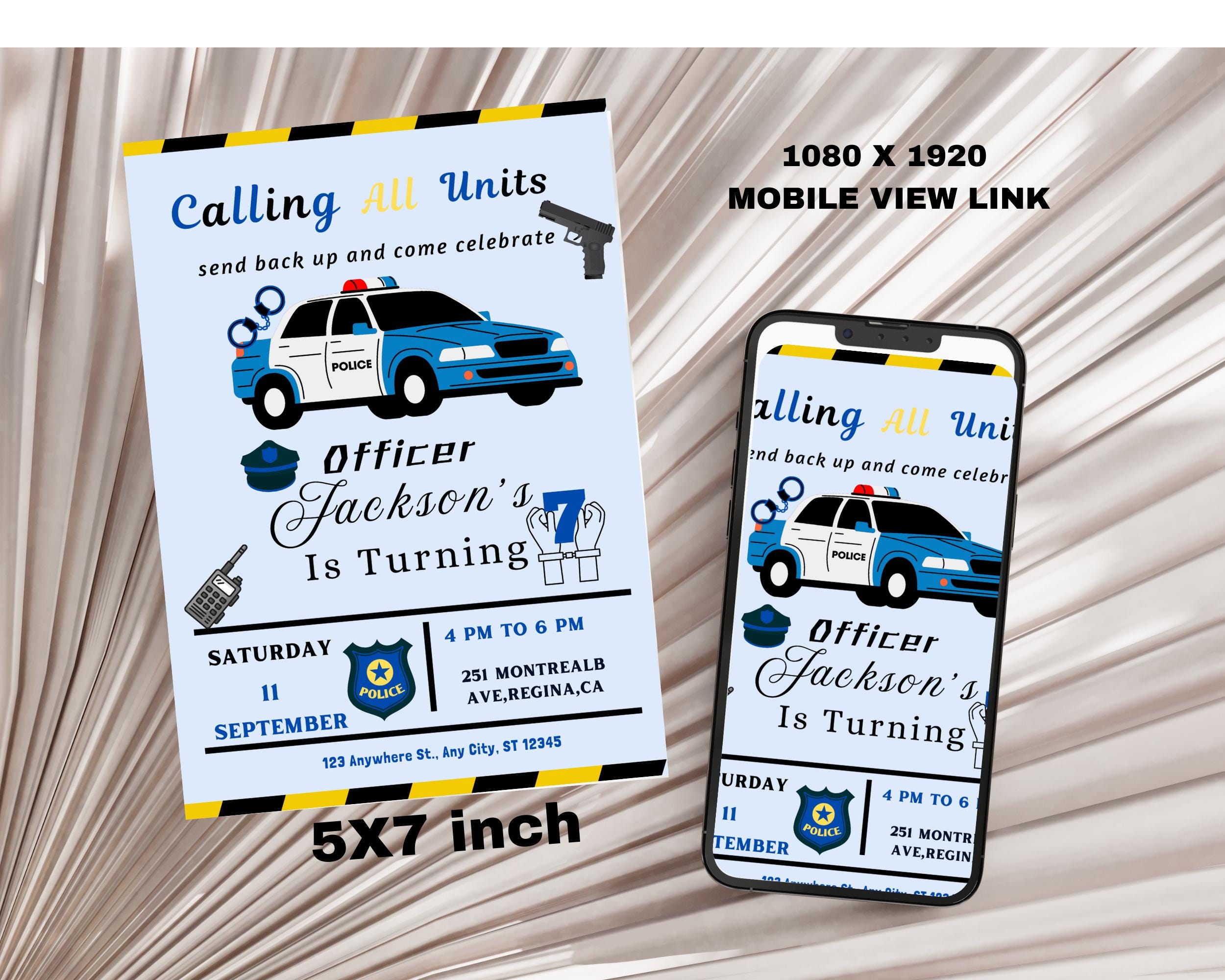 Editable Police Invitation,police Officer Invitation,police Party ...