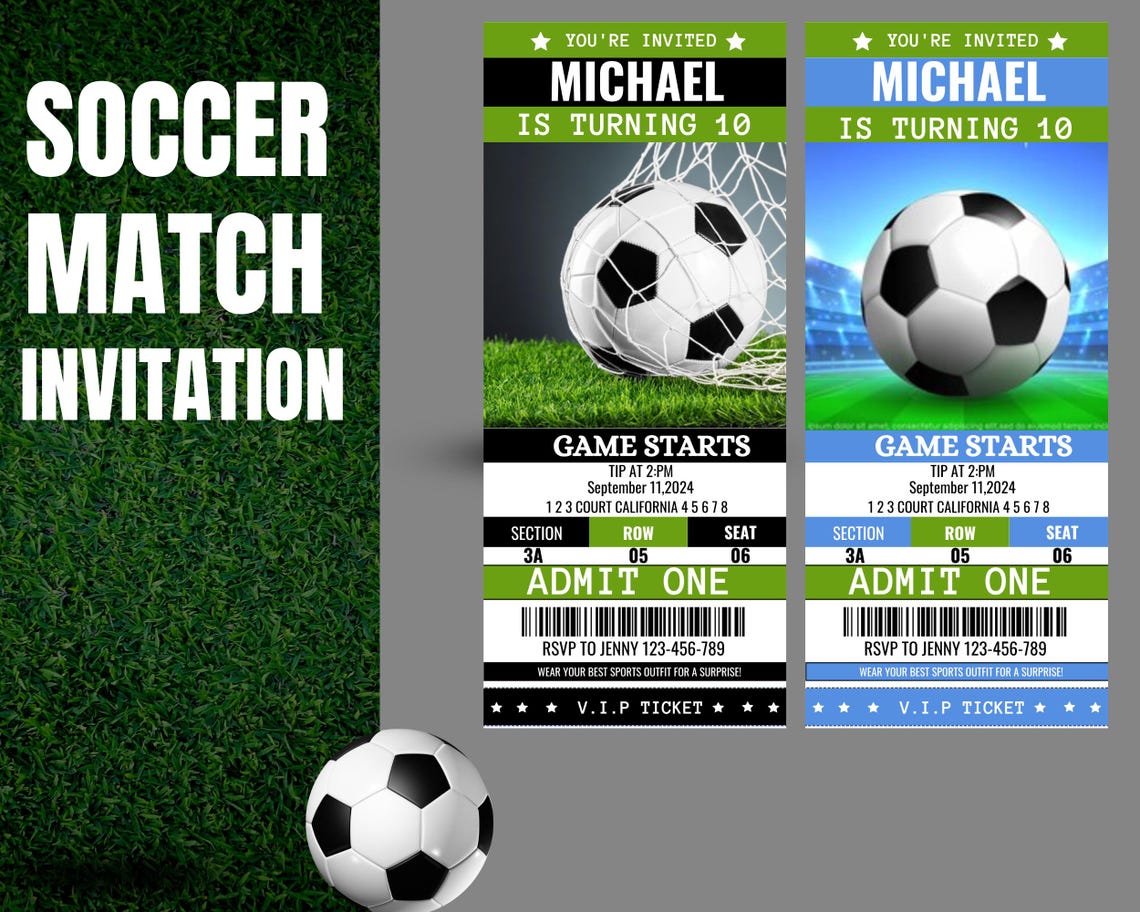 Editable Soccer Ticket Birthday Invitation Template, Soccer Ticket ...