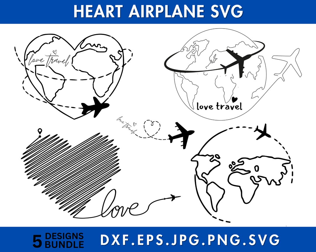 Airplane Heart Svg, Airplane Love Svg, Airplane Clipart, Heart Plane ...