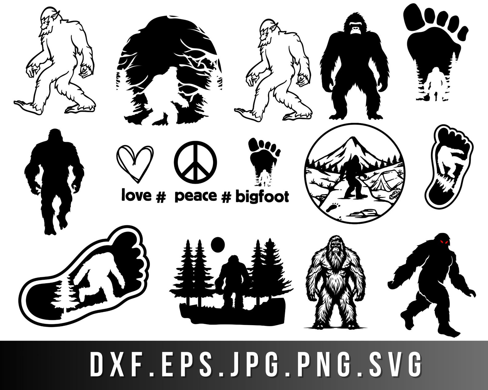 Bigfoot Svg Bundle ,sasquatch Svg, Big Foot Svg Png, Bigfoot Vector ...