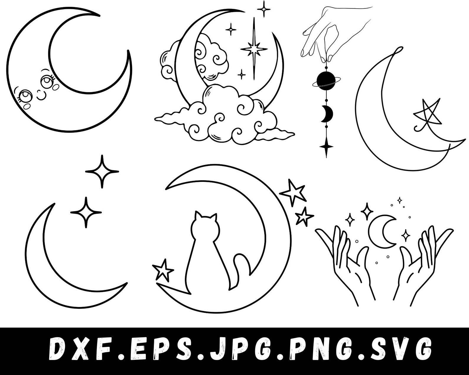 Moon and Star Svg / Png , Moon Svg Bundle, Svg Files for Cricut, Moon ...