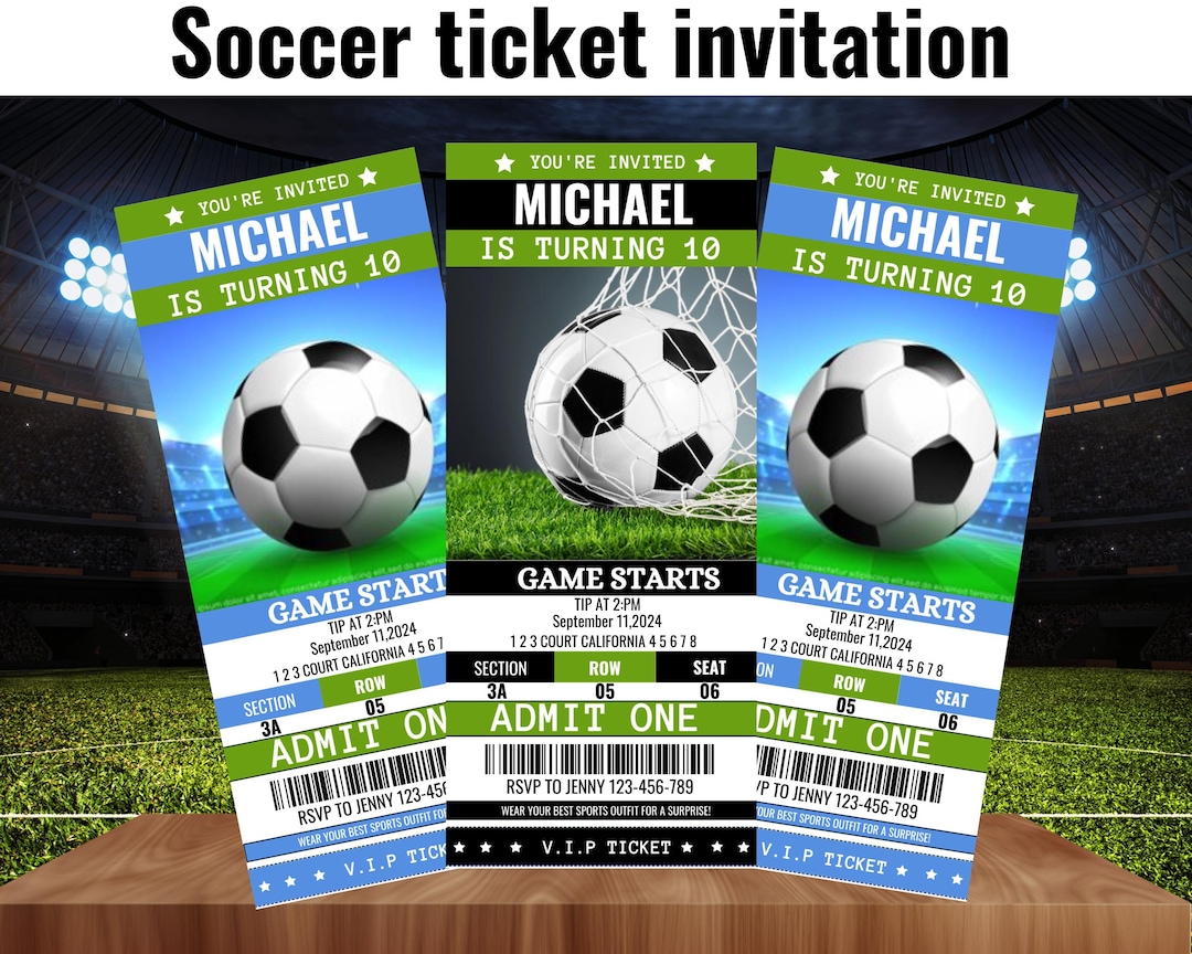 Editable Soccer Ticket Birthday Invitation Template, Soccer Ticket ...
