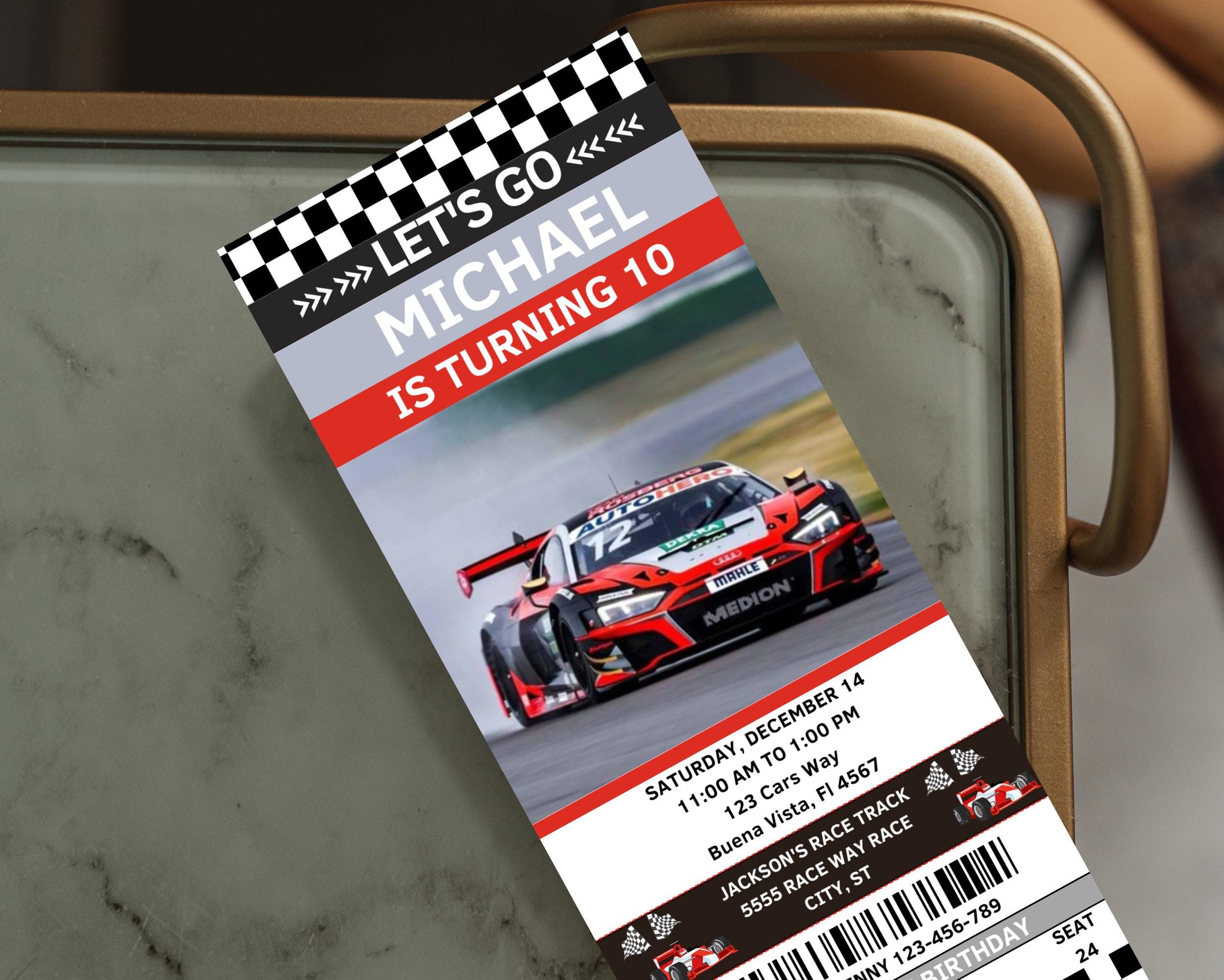 Race Car Ticket Birthday Invitation, Racing Ticket, Boy Race Car ...